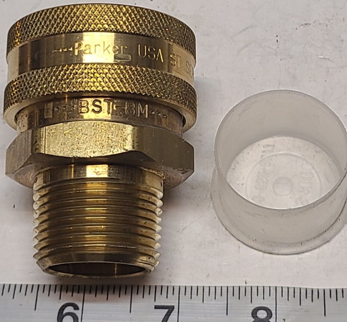 Parker BST-8M Hydraulic Quick Connect Hose Coupling, Brass Body, Sleeve ...