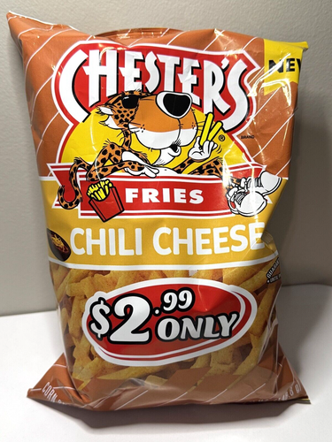 Chester's Fries CHILI CHEESE Flavored Corn Snacks Crunchy 5.25oz RARE ...