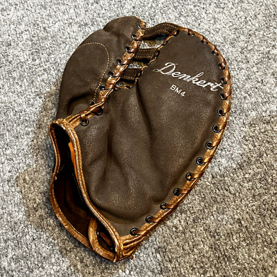 Vintage Denkert Catchers Mitt Baseball Glove USA BM4 Brown Leather ...