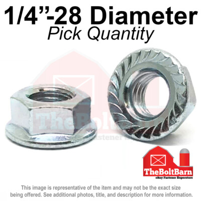 1/4"-28 Grade 5 Serrated Flange Whiz Lock Nuts FINE Thread Zinc (Pick ...