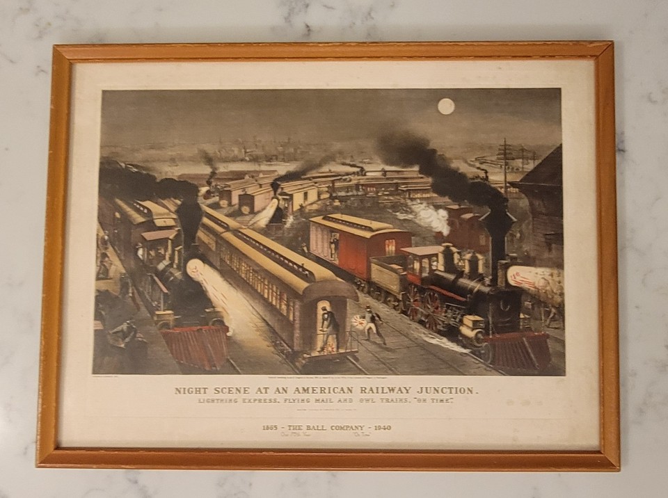 Currier and Ives Hand colored print which was used by Ball in 1940 ...