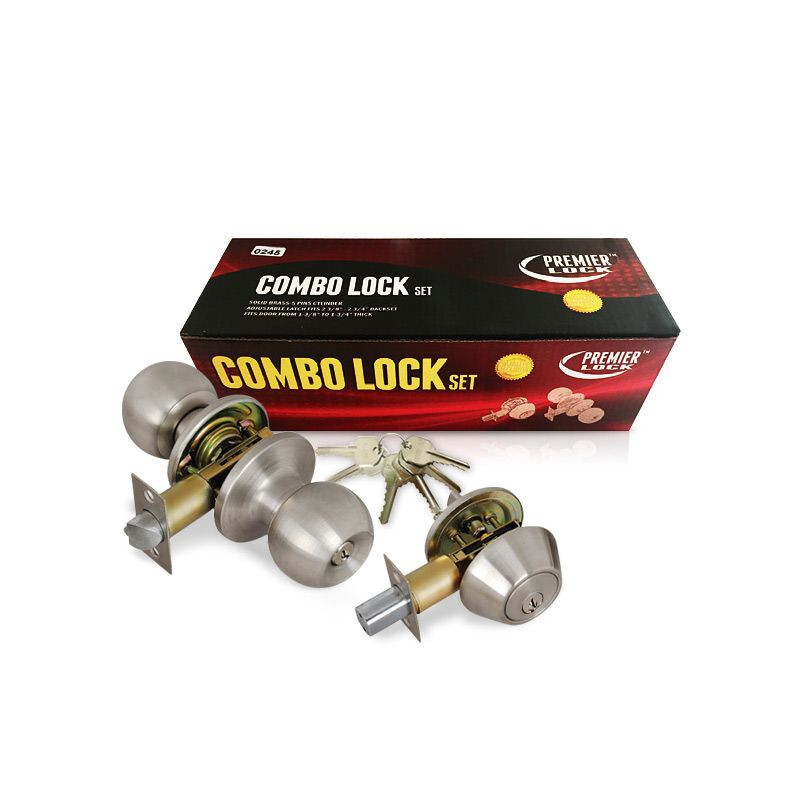 Premier Lock ED03 Stainless Steel Entry Door Knob Combo Lock Set ...
