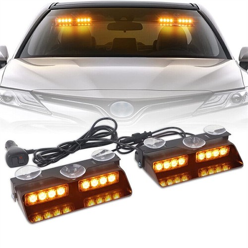 2 in 1 Amber Emergency Dash Strobe Lights Windshield Warning Flashing ...