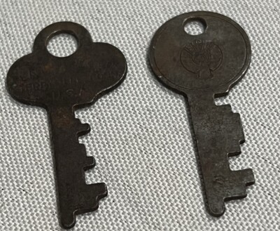 Lot Of 2 Vintage Eagle Lock Co USA Flat Skeleton Key Marked | eBay