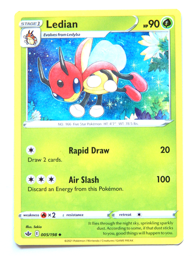 Ledian 005/198 (NM, Pokemon Card, Chilling Reign, 2021, Grass, Uncommon ...