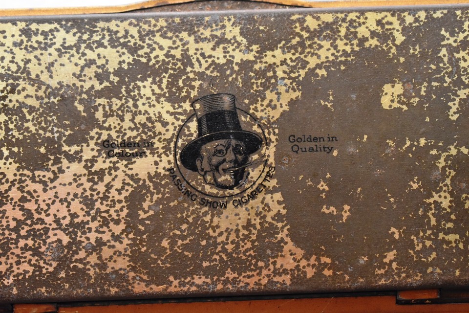 Antique Metal Cigarette Box - Passing Show Cigarettes - Circa 1920s ...