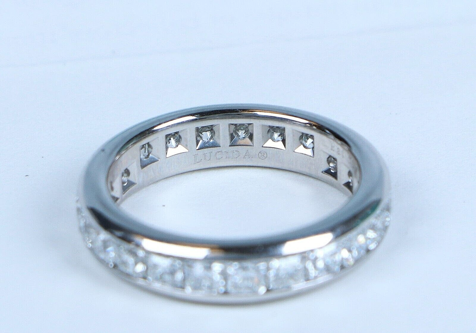 $20500 Tiffany & Co 2.53ct Eternity Diamond Platinum 5mm Lucida Wedding Band 7.5 | eBay