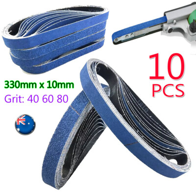10X 330mmx 10mm Blue Zirconia Sanding Linishing Belt File Sander Belts ...