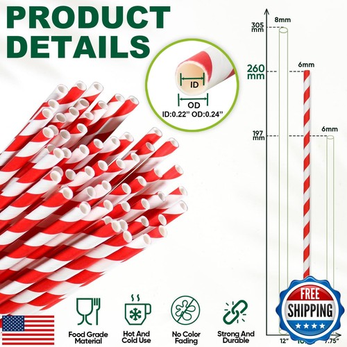 Extra Long Paper Straws 10 Inch - Biodegradable Disposable Long ...