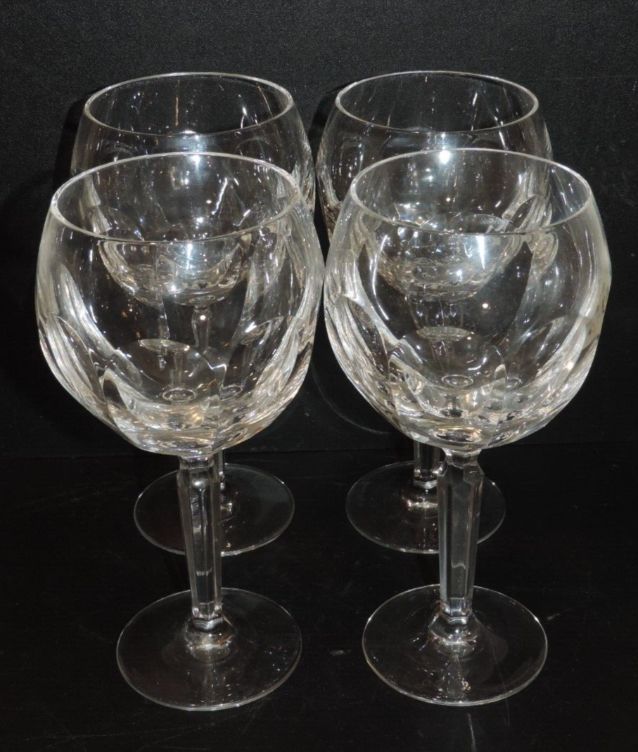 SET OF FOUR (4) RALPH LAUREN EDWARD PATTERN 7 5/8" TALL CRYSTAL WINE ...