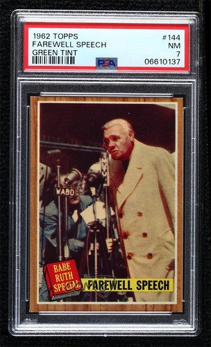 1962 Topps Special Babe Ruth Farewell Speech (Green Tint) #144 PSA 7 ...