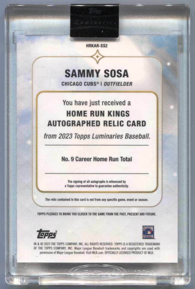 2023 Topps Luminaries Sammy Sosa Autograph HR Kings Jersey Auto #/15 ...