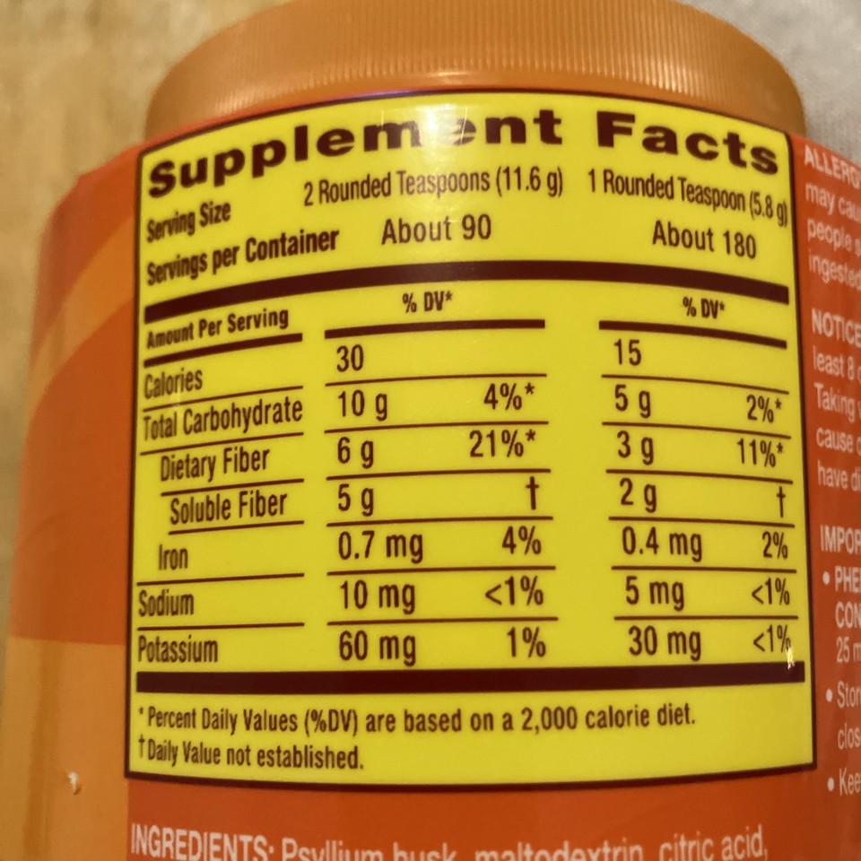 Metamucil 4-in-1 Psyllium Fiber Sugar-Free Powder 36.8 oz. Exp. 10/27 ...