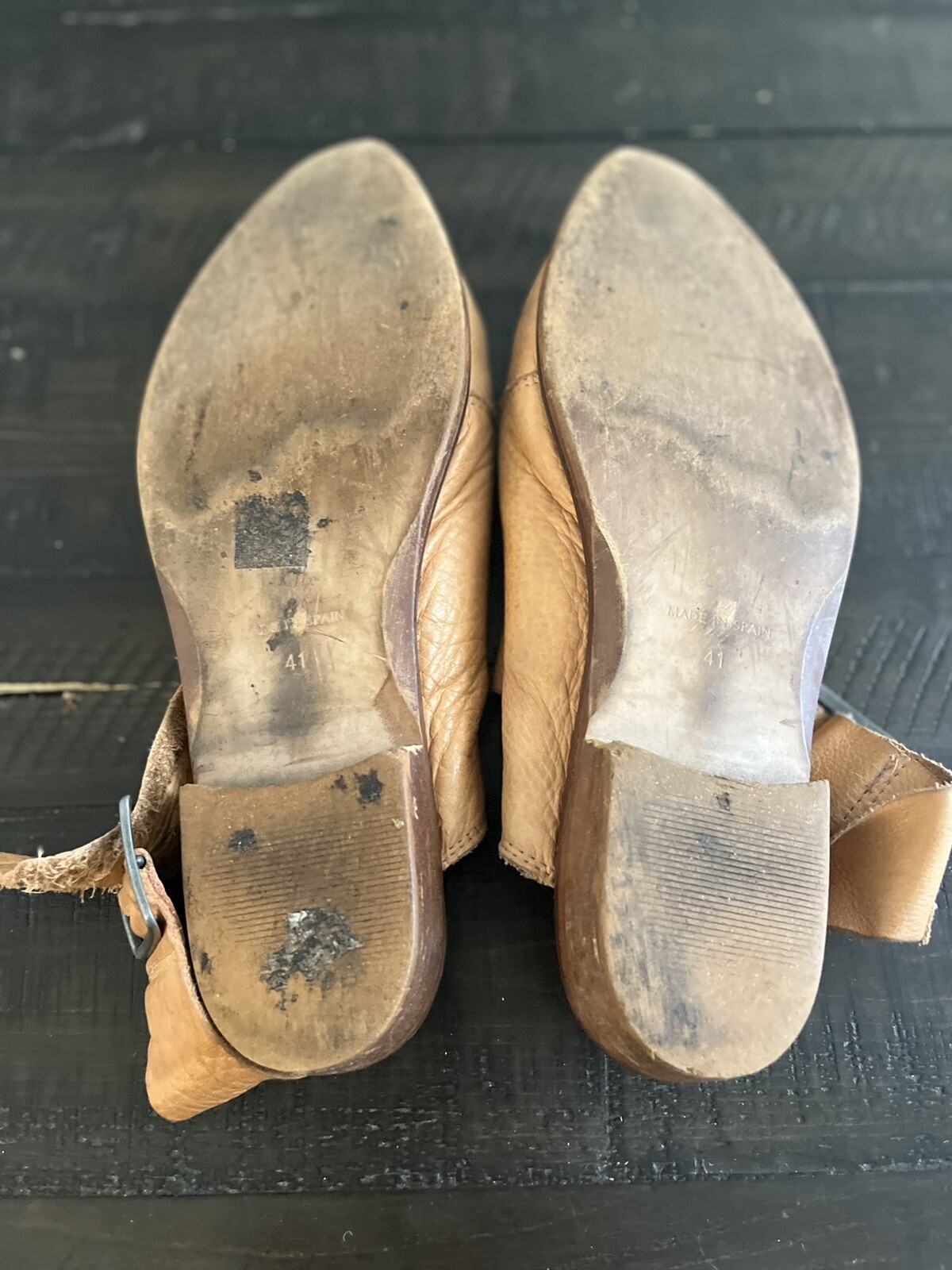 Leather Flat Pointy Wrap Around Ankle Sand Color Made… - Gem