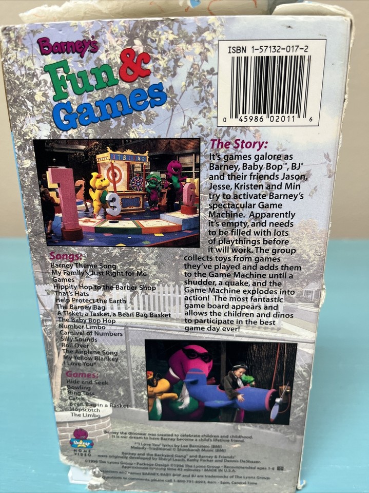 Barneys Fun and Games VHS, 1996 Classic Collection 40+ Minutes Vintage ...