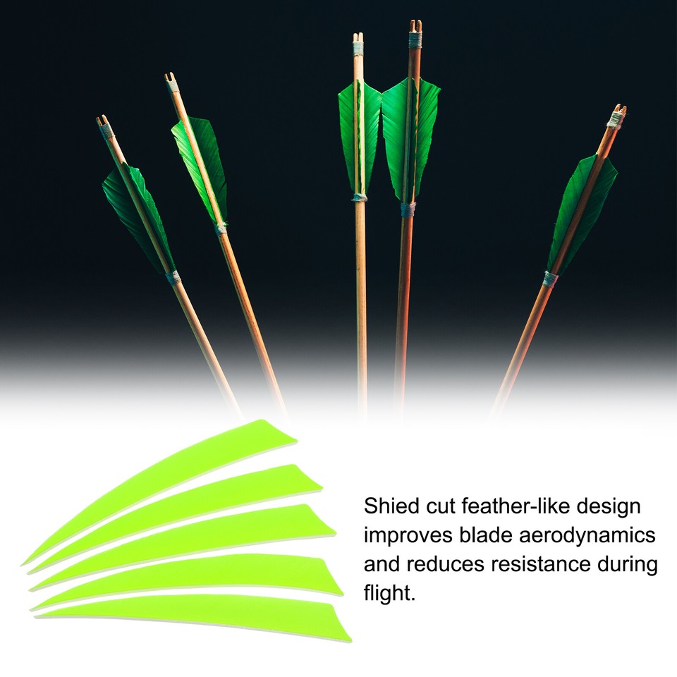 Arrows Vanes 50 Pack 5 Inch Arrow Feather Right Wing Fluorescent Green ...