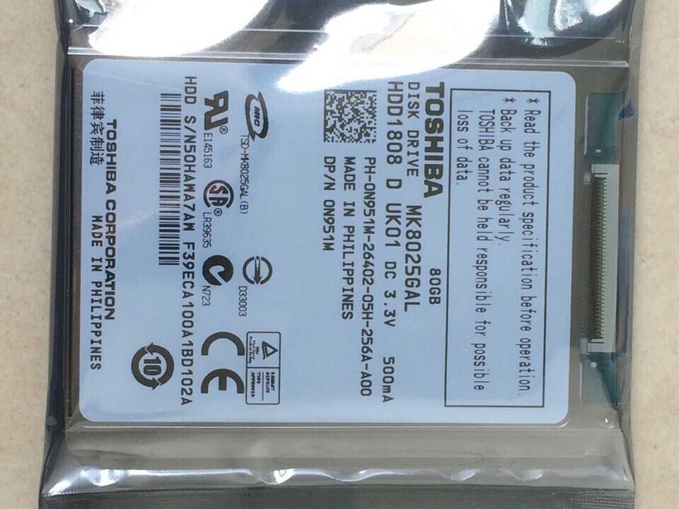 MK8025GAL TOSHIBA 80GB 1.8"ZIF/CE HDD For HP Compaq mini700e 702EA 1000 ...