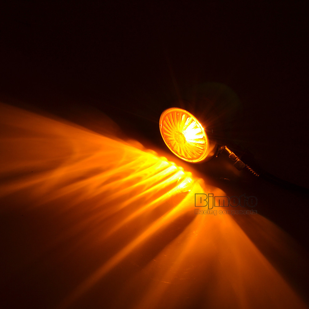 Chrome Motorcycle Bullet Retro Turn Signals Amber Light For Cafe Racer ...