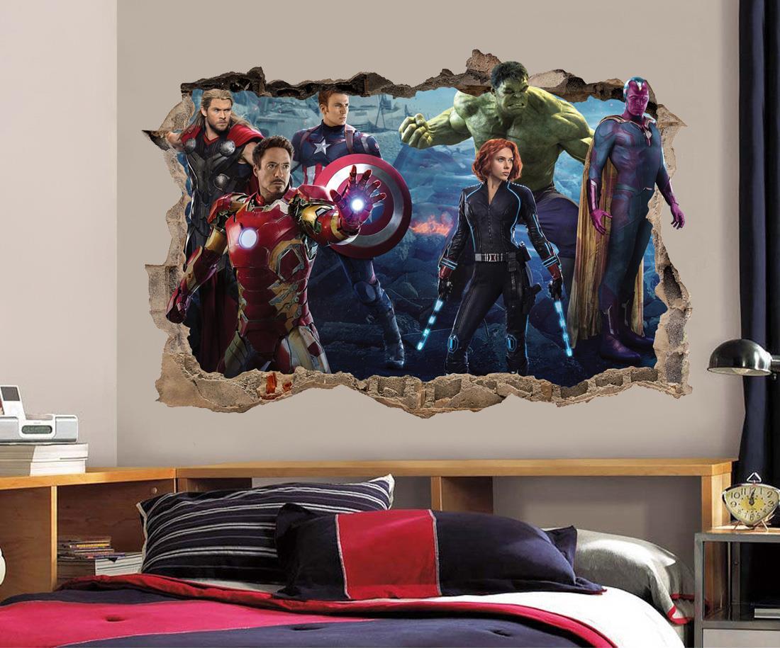 The Avengers 3D Smashed Wall 3D Decal Removable Wall Sticker Mural ...