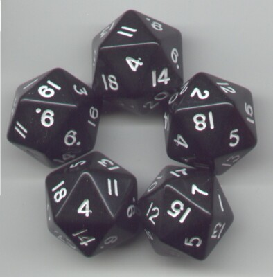 RPG Dice Set of 5 D20 - Opaque Black | eBay