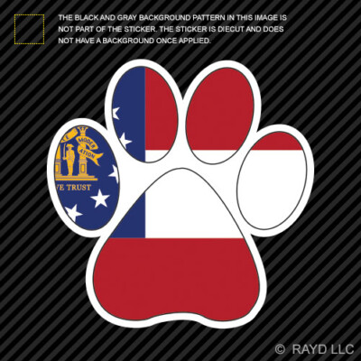 Georgia State Shaped Paw Print Sticker Die Cut Vinyl Dog Cat Pet Puppy ...