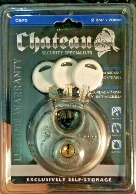 Chateau C-970 Heavy Duty Padlock Stainless Steel Round Disc Lock W/ 3 ...