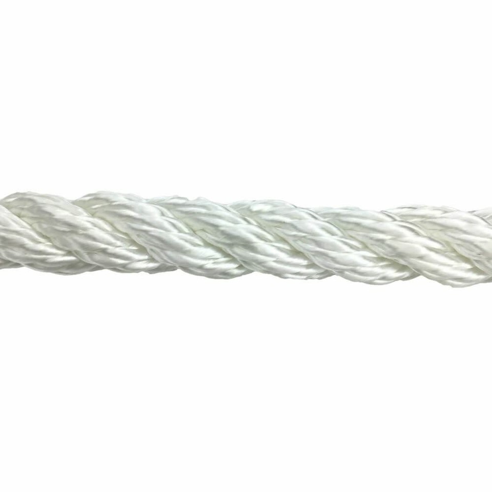 8mm White 3 Strand Nylon Rope x 65 metres, Anchor Boat Mooring Yacht ...