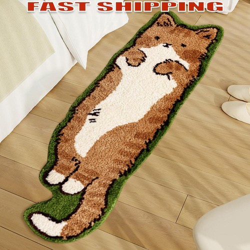 Cat Shaped Rug Non-Slip Bedside Carpet Doormat Floor Mat for Bedroom(A ...