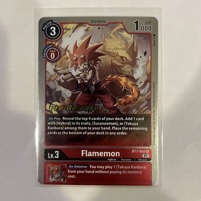 Digimon Card Game Next Adventure - Flamemon BT7-008 R Pre-Release Stamp ...