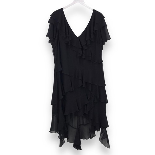 Badgley Mischka Tiered Layered Ruffle Dress 22 Short Sleeve V-Neck ...