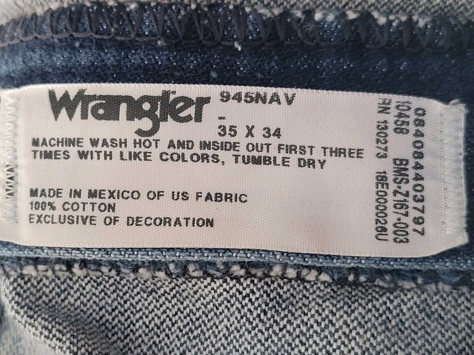 Wrangler 945NAV Mens Cowboy Cut Blue Jeans 35x34 | eBay