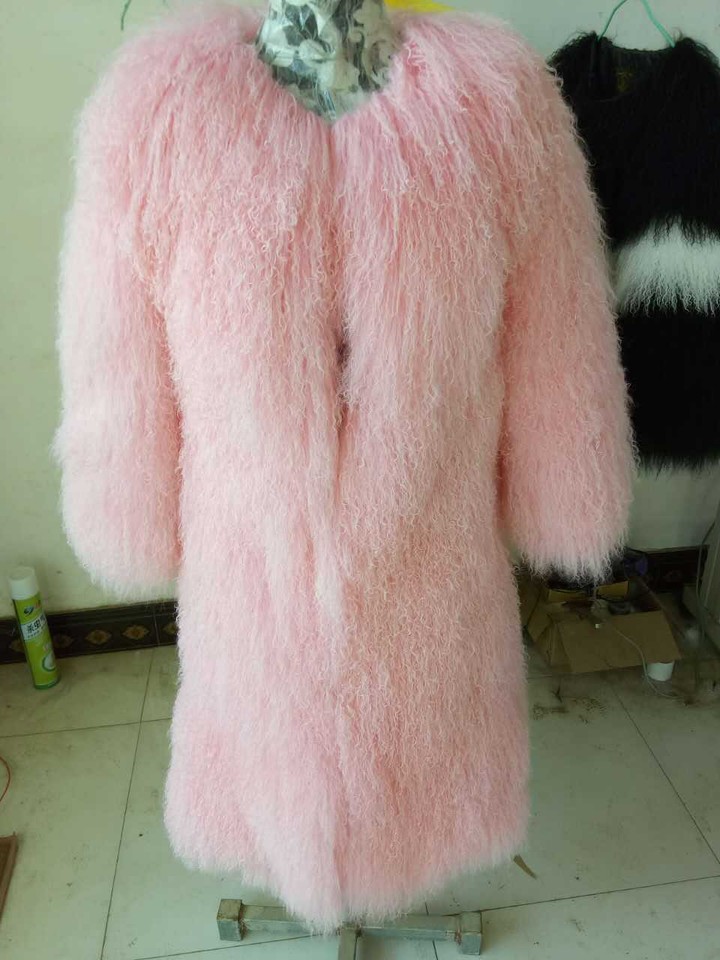 Women 100%Real Lamb Sheep Warm Coat Curly Lamb Tibetan Fur Mongolian ...