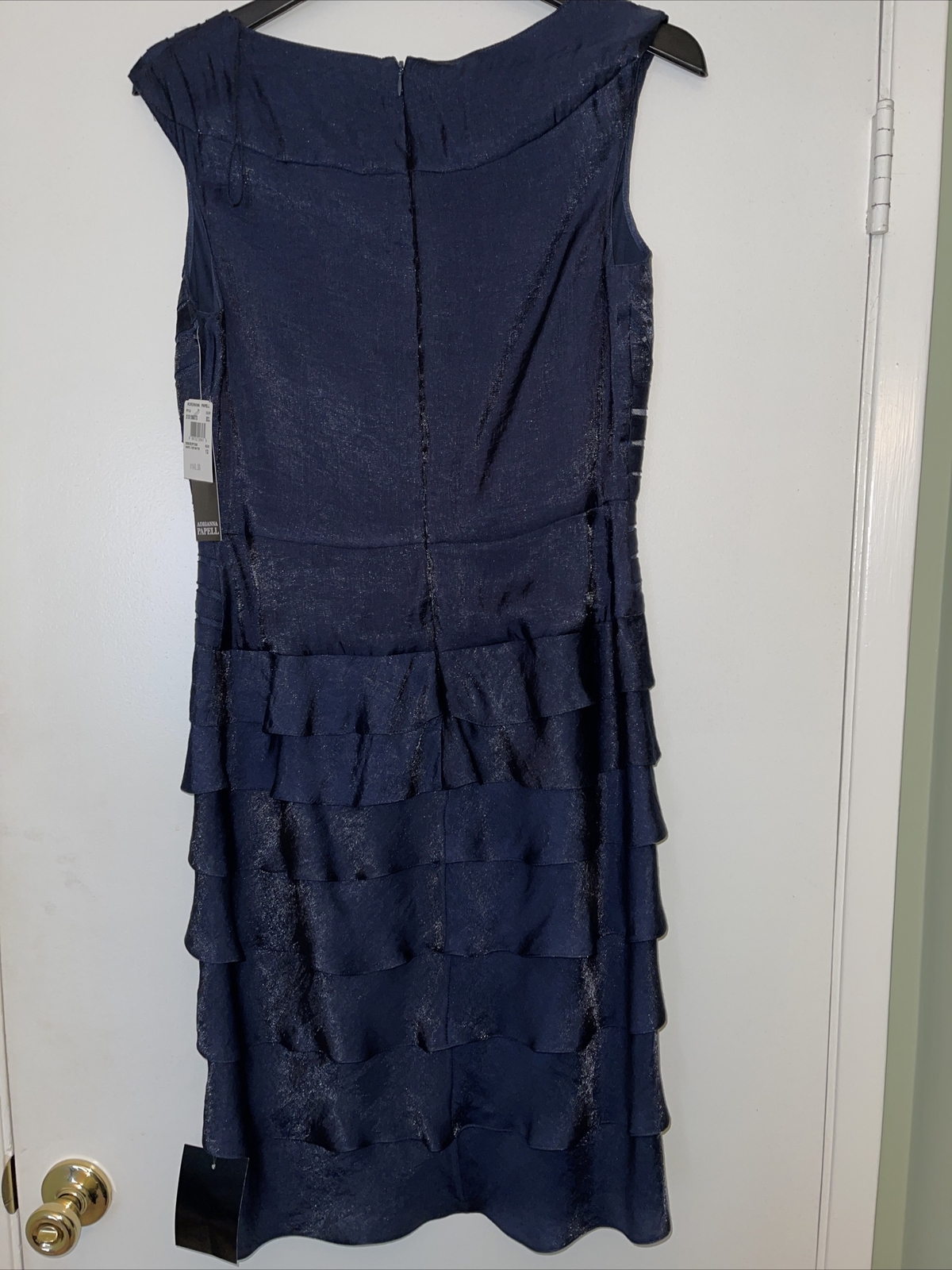 NWT Adrianna Papell Womens 12 Black Tiered Shutter Pleat Evening Dress ...