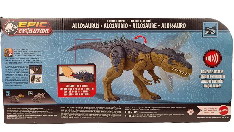 Jurassic World Epic Evolution Ruthless Rampage Allosaurus w/Sounds New ...
