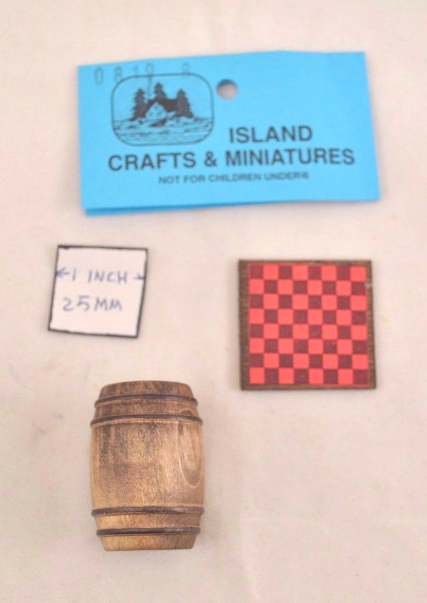 Checkerboard on Barrel - 1/12 scale dollhouse miniature ISL0819.8 wood ...