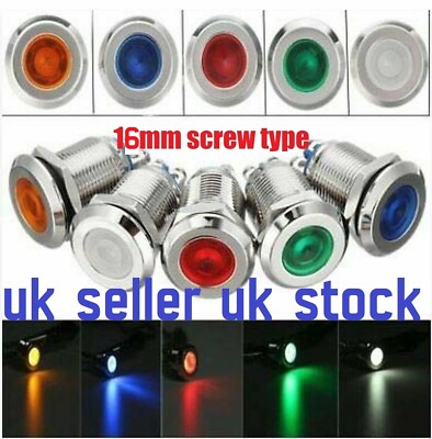 16mm Metal Indicator Dash Light Lamp Terminal Screw Panel Car Boat 12V ...