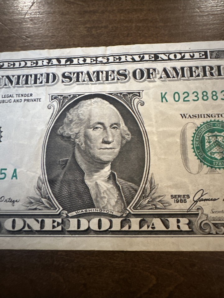 Duplicate Stamp Note $1 One Dollar Bill. 1985 Series - Misaligned Back ...