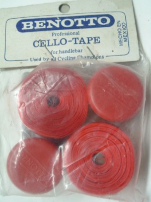 Benotto Red Smooth Cello Road Handlebar Tape NEW / NOS Vintage-One Pair ...