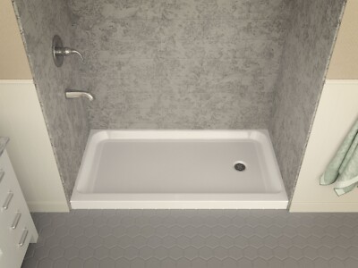 Shower Base 32x60 Alcove with Right Drain in Glossy White | eBay