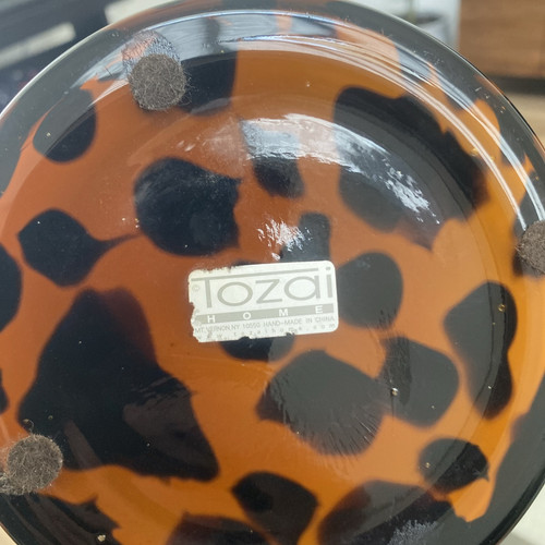 TOZAI HOME ART HAND MADE GLASS VASE WITH TORTOISE SHELL OR LEOPARD ...