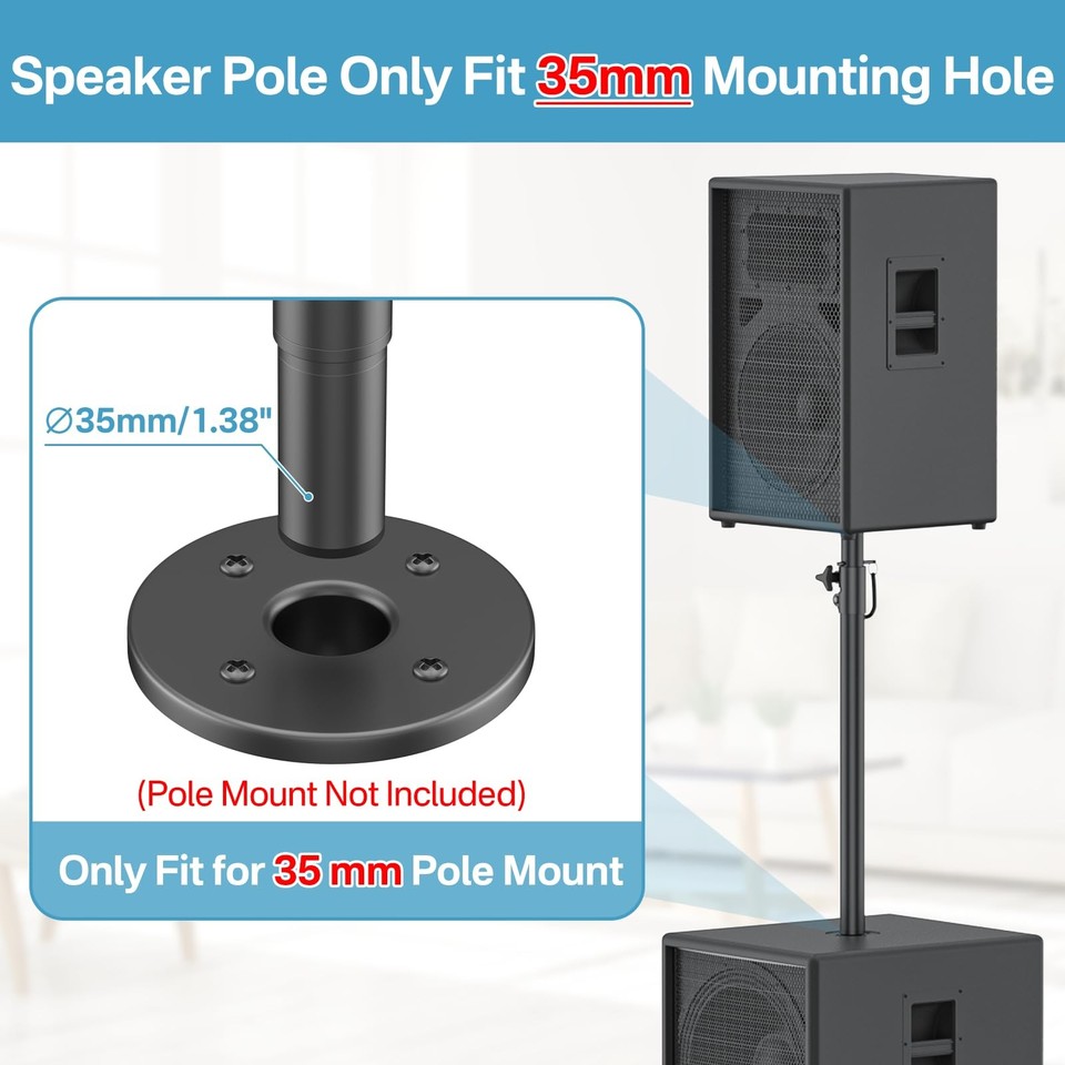 Aiweiwa Height Adjustable 35mm Speaker Pole Mount for Subwoofer Extend ...