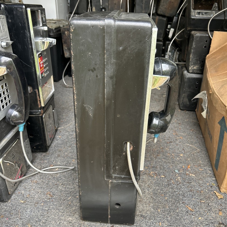 Vintage Black Phone Booth Payphone Push Button Telephone GTE Frontier ...