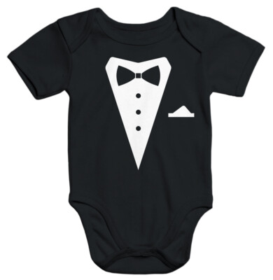 Baby Body Anzug Smoking Frack Fliege Bio-Baumwolle kurzarm Babybody ...