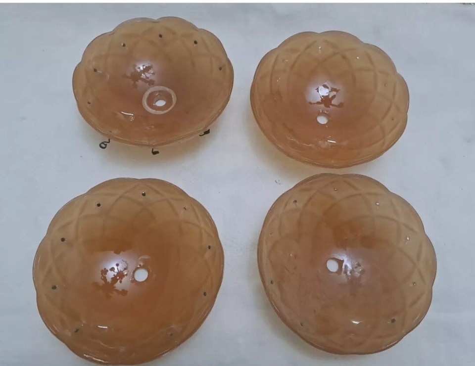 Set Of 4 Vintage Murano Bobeche Brown Color For Lamp Parts 5" In ...