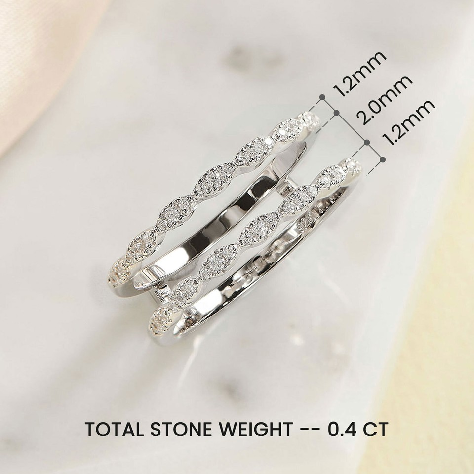 Pure Silver Wedding Ring Enhancer Jacket Ring Anniversary Bands for ...