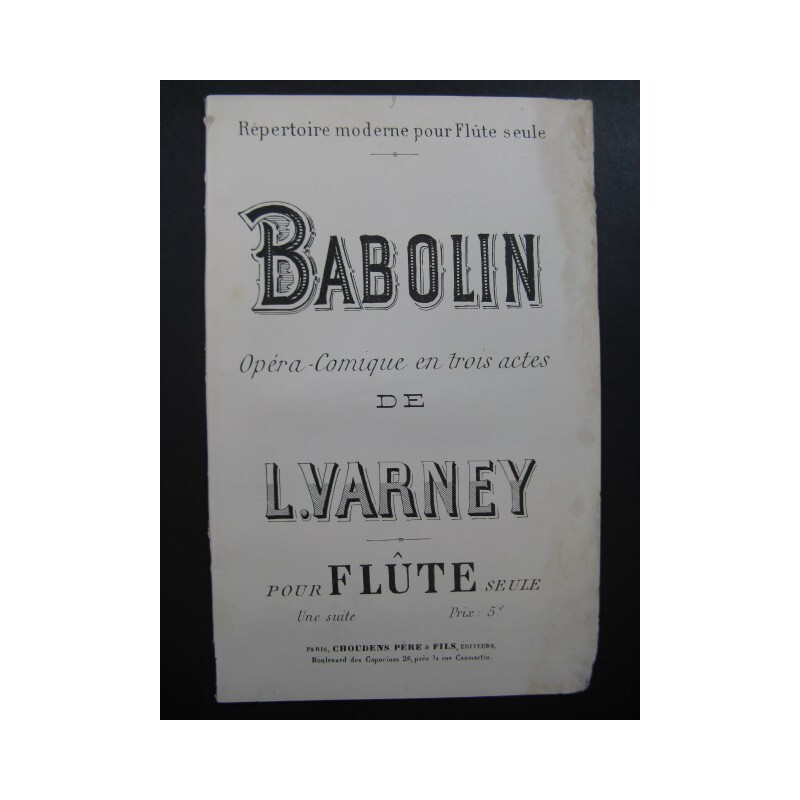 VARNEY Louis Babolin Opera Flûte seule XIXe | eBay