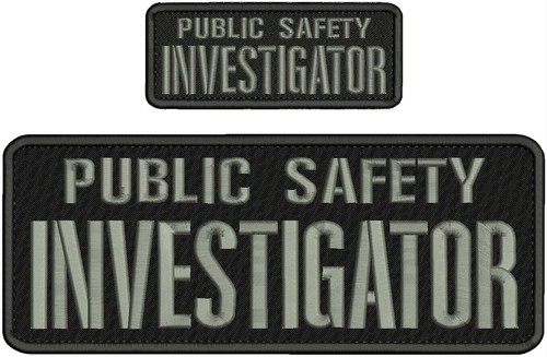 PUBLIC SAFETY INVESTIGATOR EMB PATCH 4X10 & 2X5 HOOK ON BACKGRAY ON ...