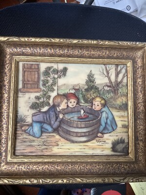 Vintage ARTINI Sculptured Engraving 4D Hand Painted Twin Etched Framed ...