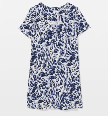 Soma Sleep Shirt Sleepwear XL Leopard Blue White Short Sleeve Cool ...