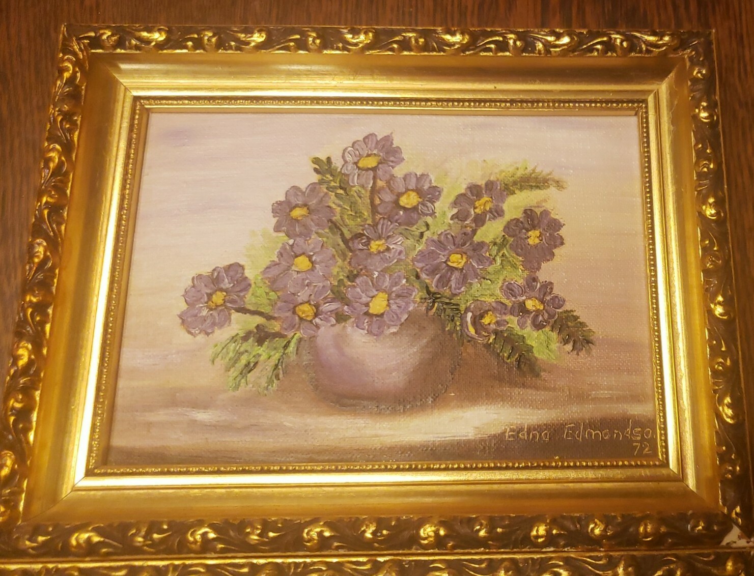 LOT OF 2 EDNA EDMONDSON ARTIST FLOWERS PAINTINGS BLUE PURPLE 5 X 7 | eBay